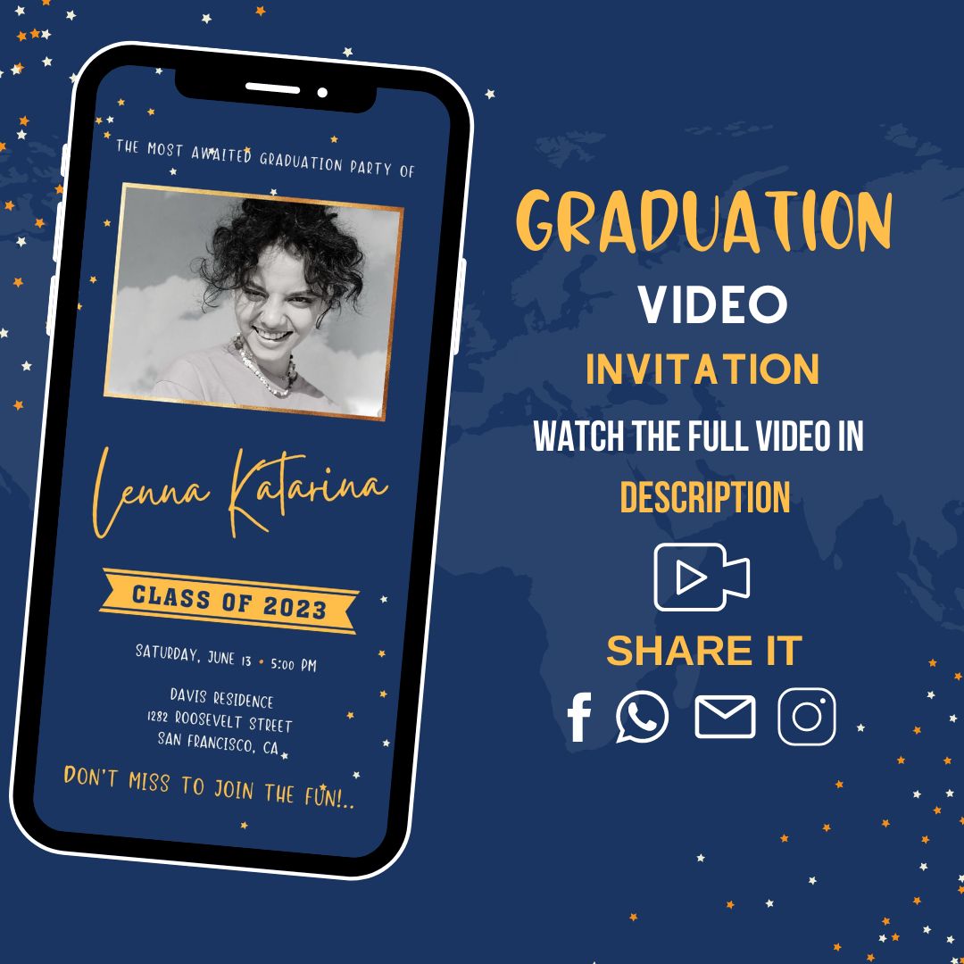 Graduation Party Animated Blue Invitation - Graduation Animated Blue T ...