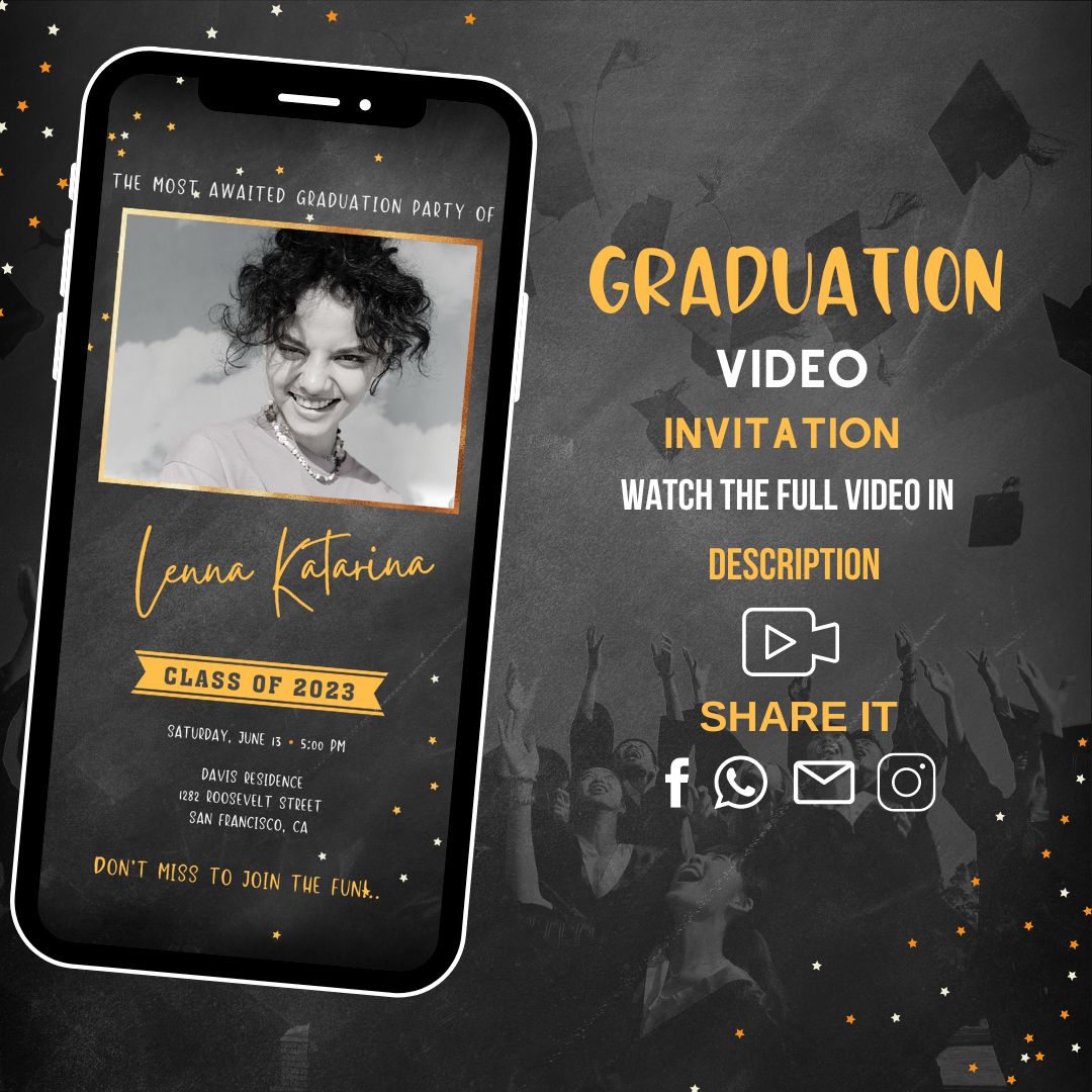 Graduation Party Animated Chalkboard Invitation - Graduation Animated ...