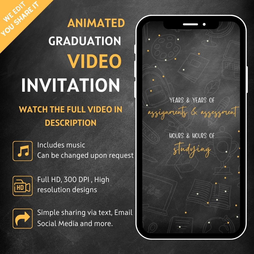 Graduation Party Animated Chalkboard Invitation - Graduation Animated ...